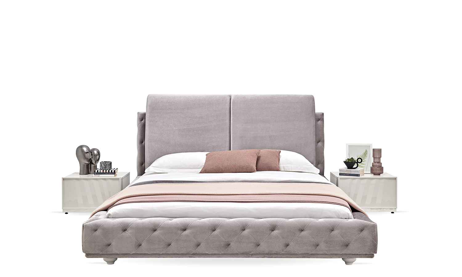 Albero Pearl Bedframe (160x200 cm) - Velvet Fabric Collection | Divanev ...